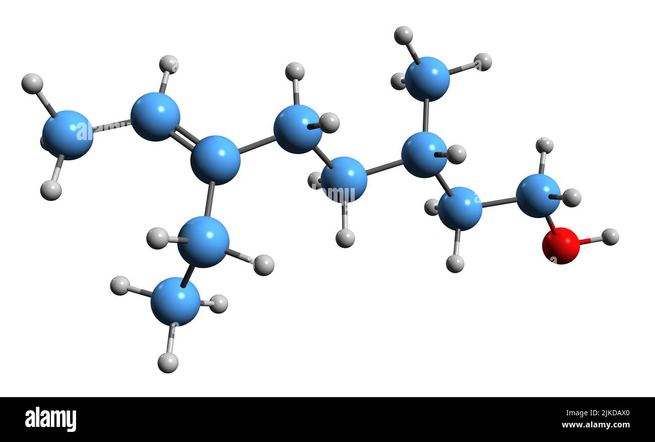 3D image of rose oil ingredient skeletal formula - molecular chemical ...