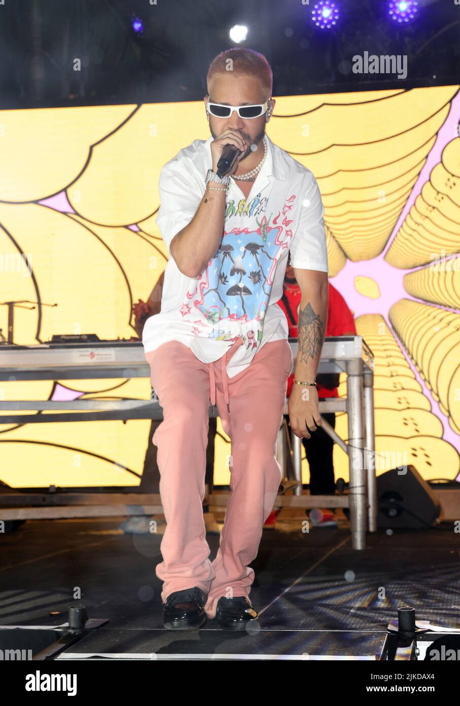 MIAMI, FL - JULY 31: Recording artist MORA performs during Vibra Urbana ...