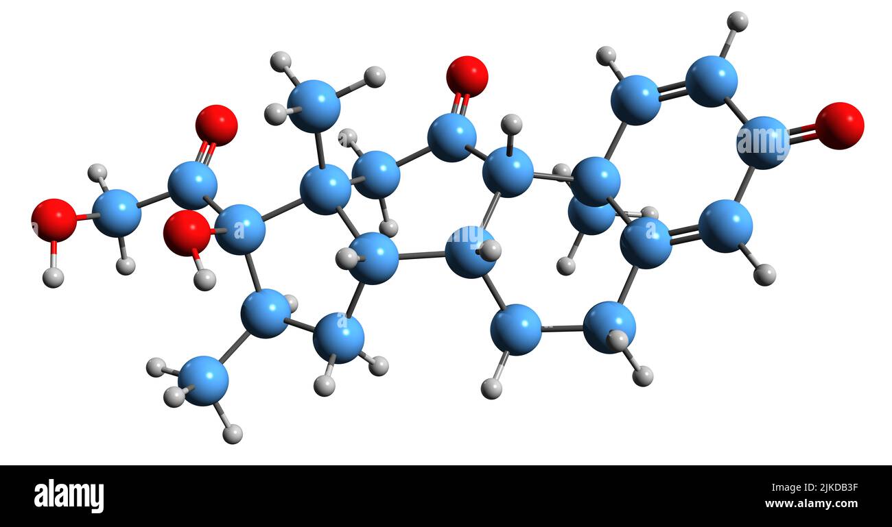 3D image of Meprednisone skeletal formula - molecular chemical ...