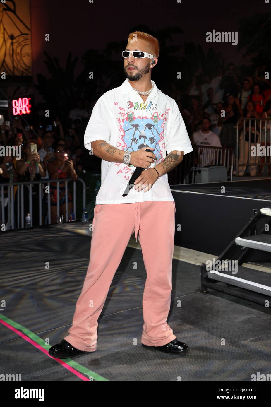 MIAMI, FL - JULY 31: Recording artist MORA performs during Vibra Urbana ...