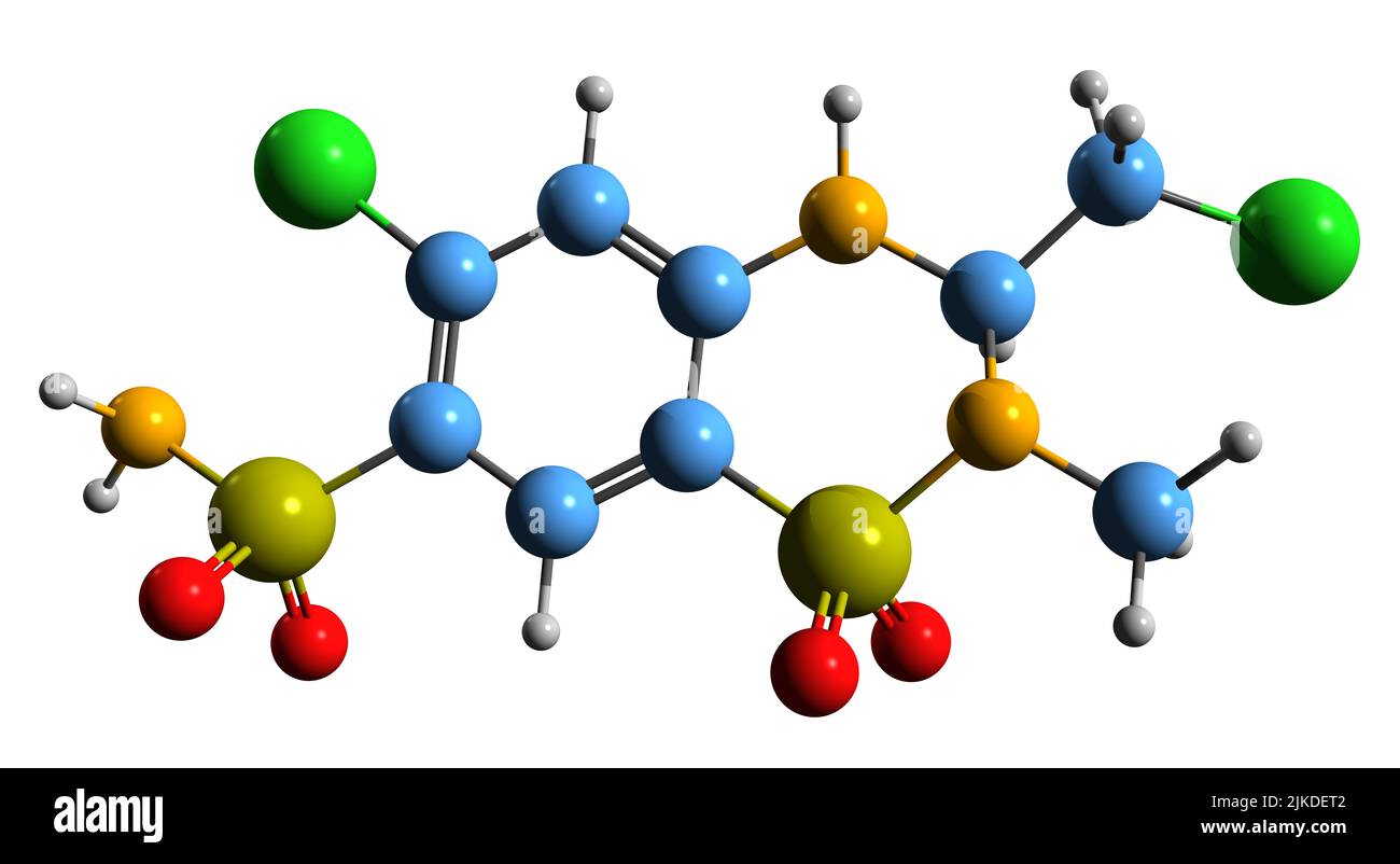 3D image of Methyclothiazide skeletal formula - molecular chemical ...