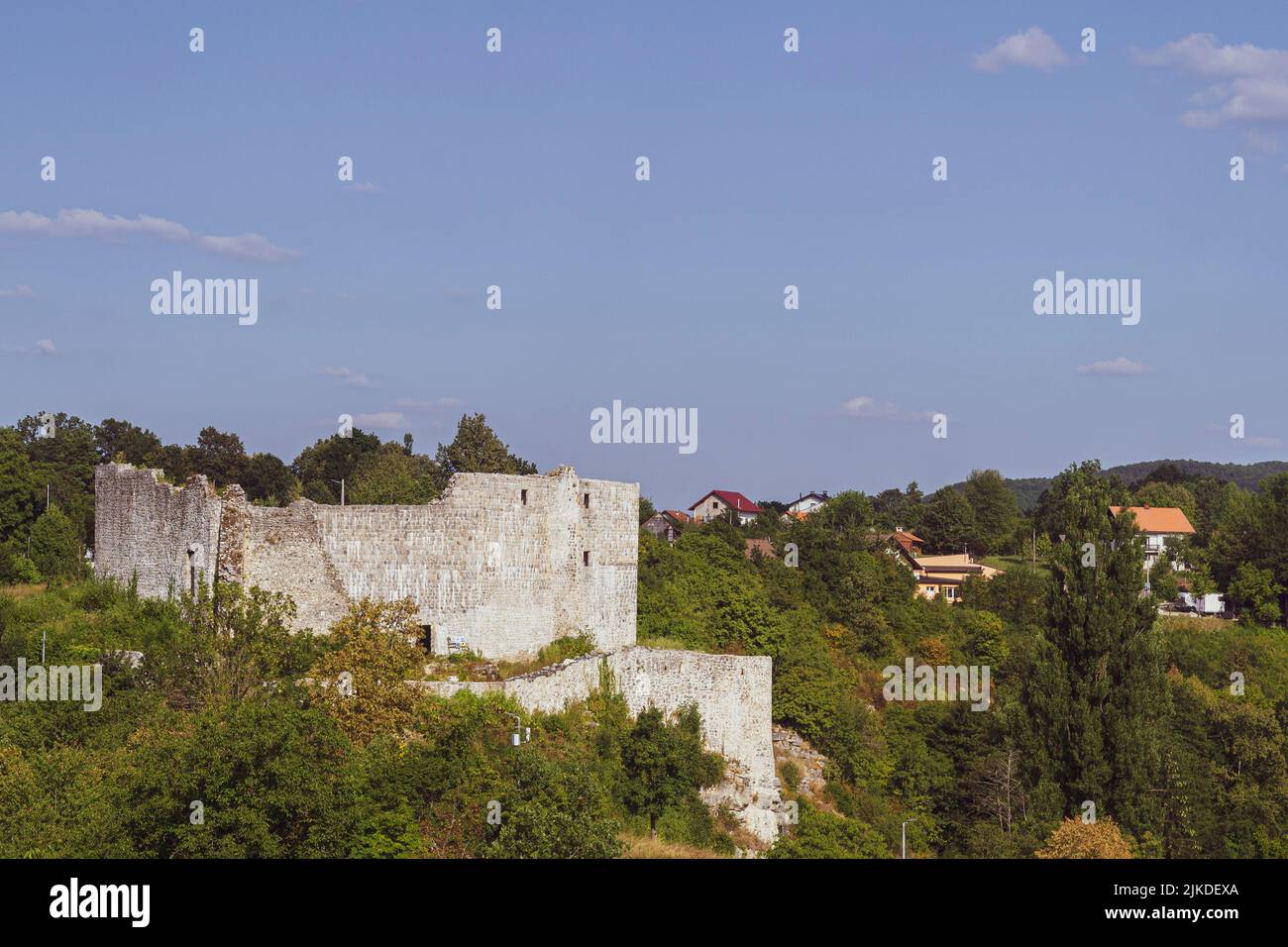 Old city Slunj fortress, famous medieval castle in Croatia Stock Photo ...
