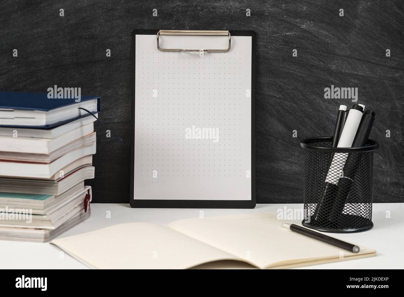 teacher workplace mockup clipboard stationery Stock Photo - Alamy