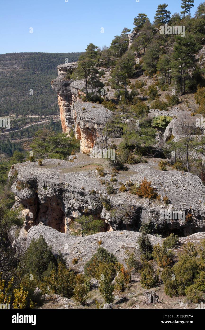 Landscape on the Raya route in Uña, in the Serranía de Cuenca natural ...