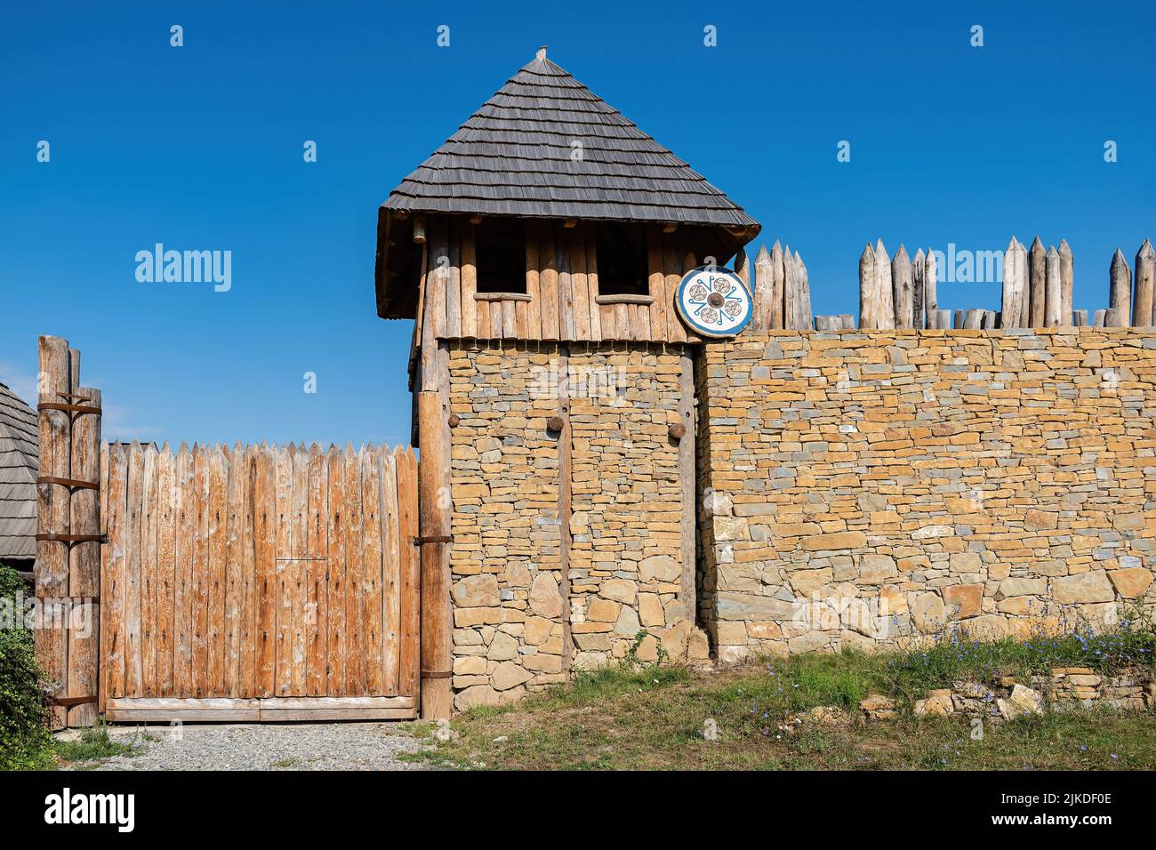 Open-air museum, archaeo-museum Modra entrance gate. Museum dealing ...