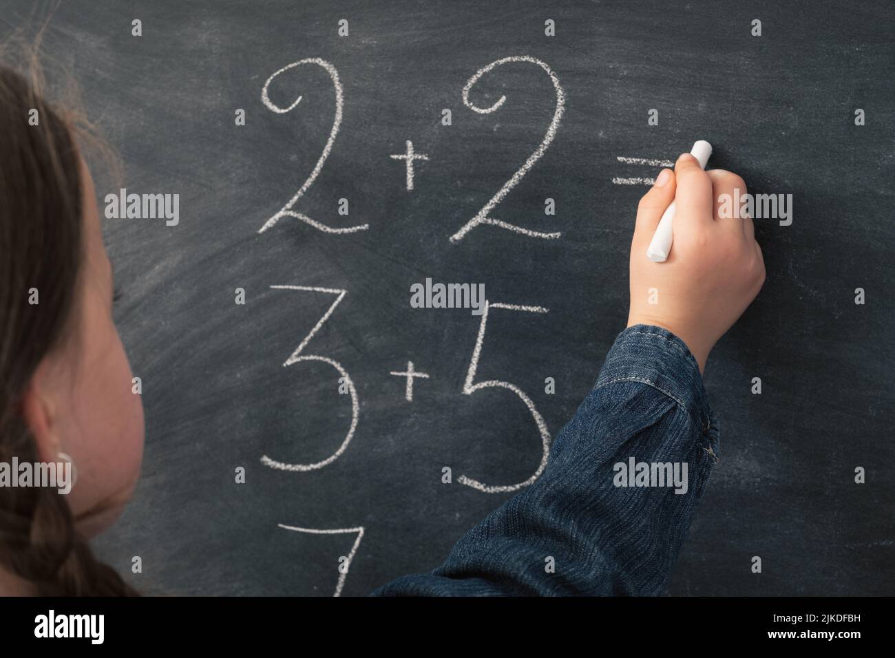 school studying mathematics girl do sum chalkboard Stock Photo - Alamy
