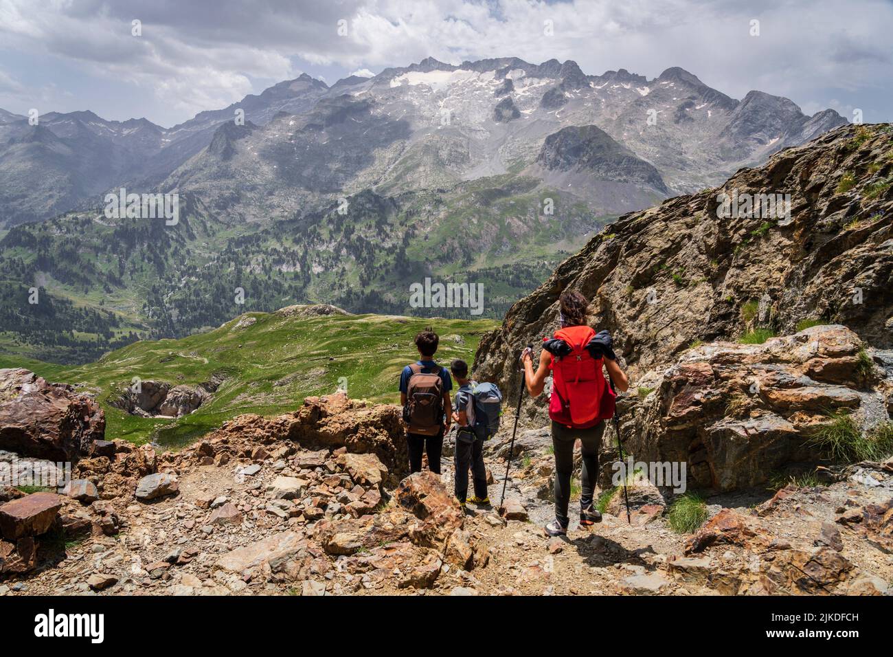 descending from the Port de Venasque towards the Spanish slope with the ...