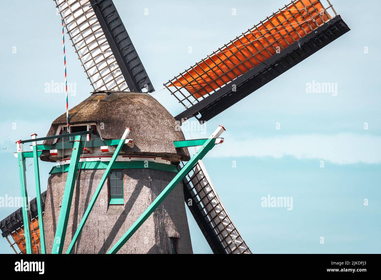 Detailed look at the top of the old Windmill in Zaanse Schans ...