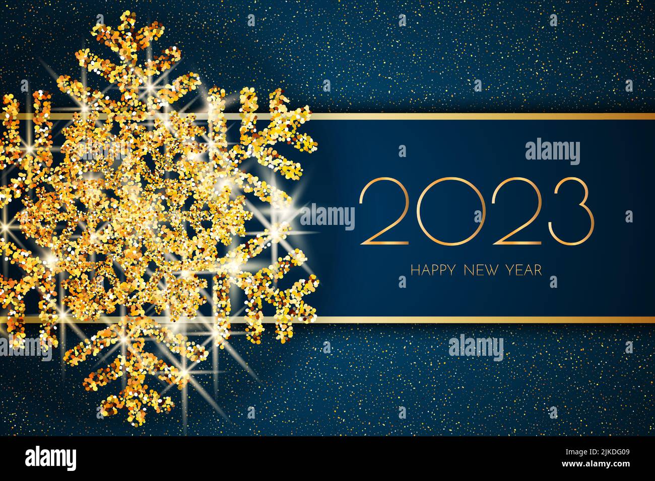 New Year 2023 greeting card. 2023 golden New Year sign and golden ...