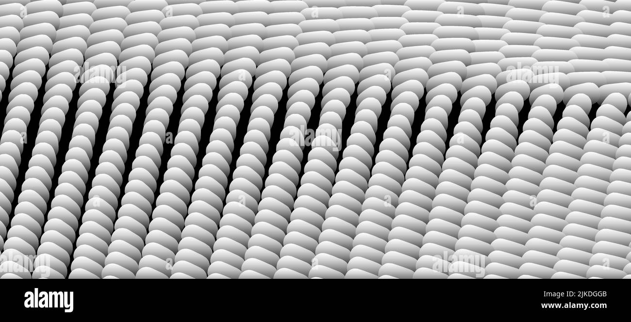 Many small ellipses. Abstract background with white capsules. 3d vector ...