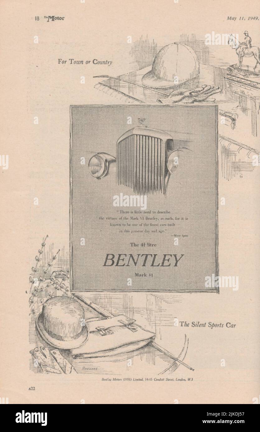 Bentley Mark VI Bentley Motors old vintage advertisement from a UK car ...