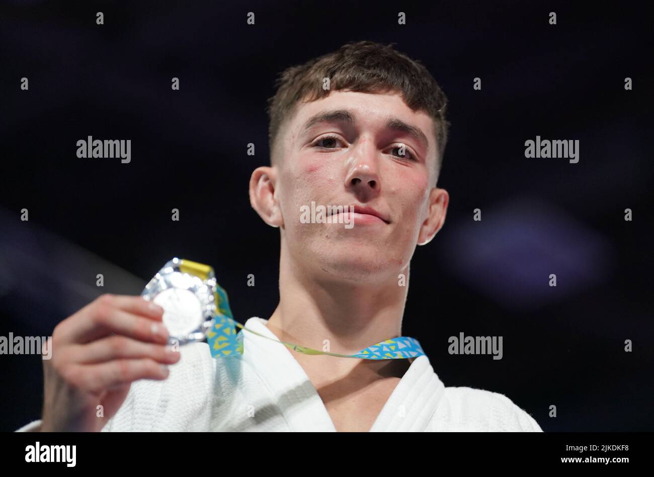 Scotland's Finlay Allan with his Silver medal won in the Men's Judo ...