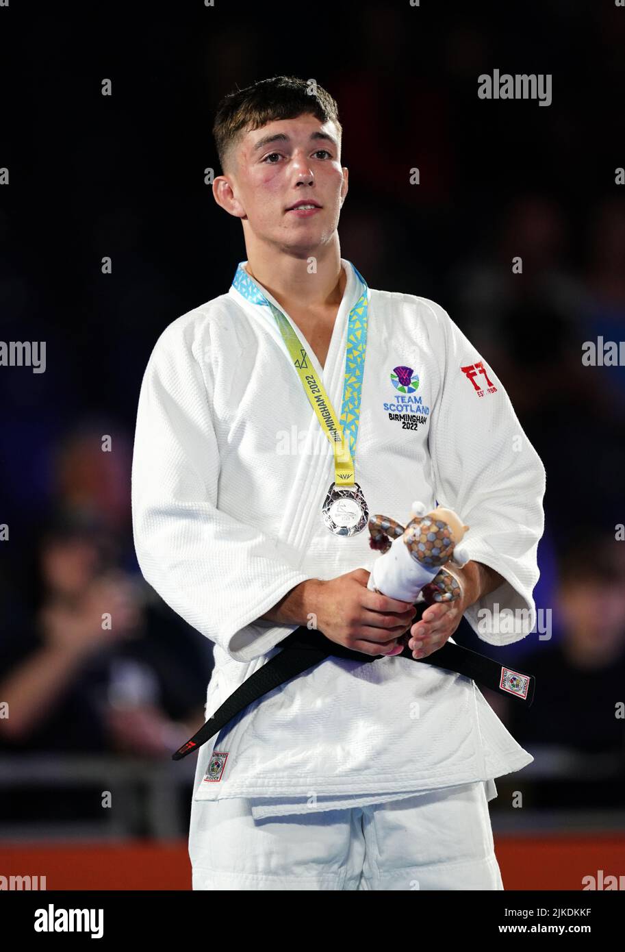 Scotland's Finlay Allan with his Silver medal won in the Men's Judo ...