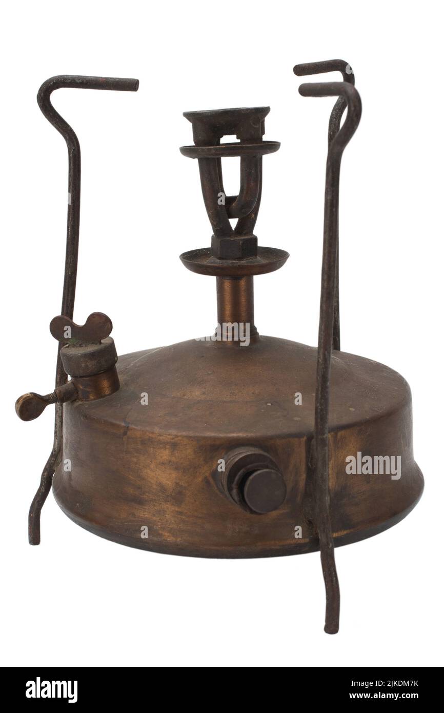Retro vintage bronze primus stove isolated on white background Stock ...