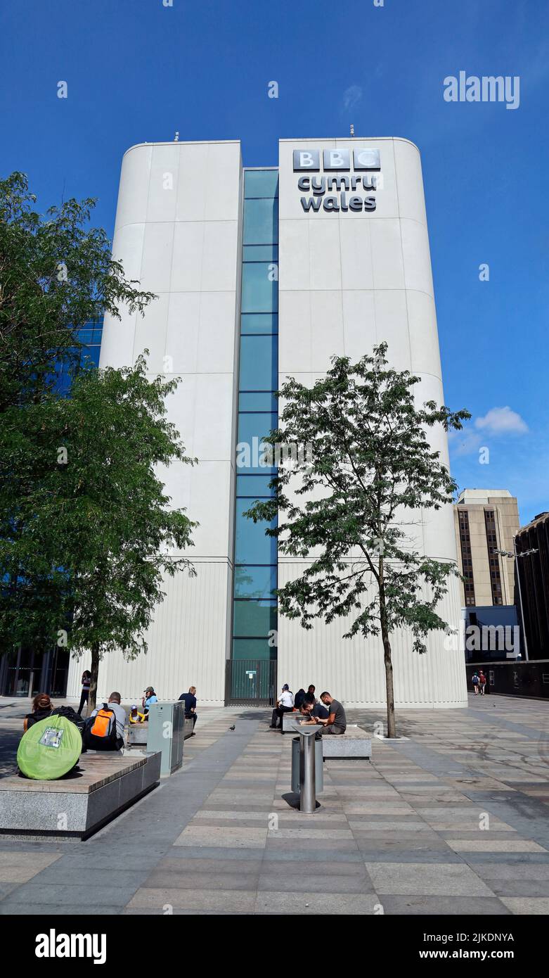 BBC Cymru / Wales building and logo. Central Square, Cardiff. City ...