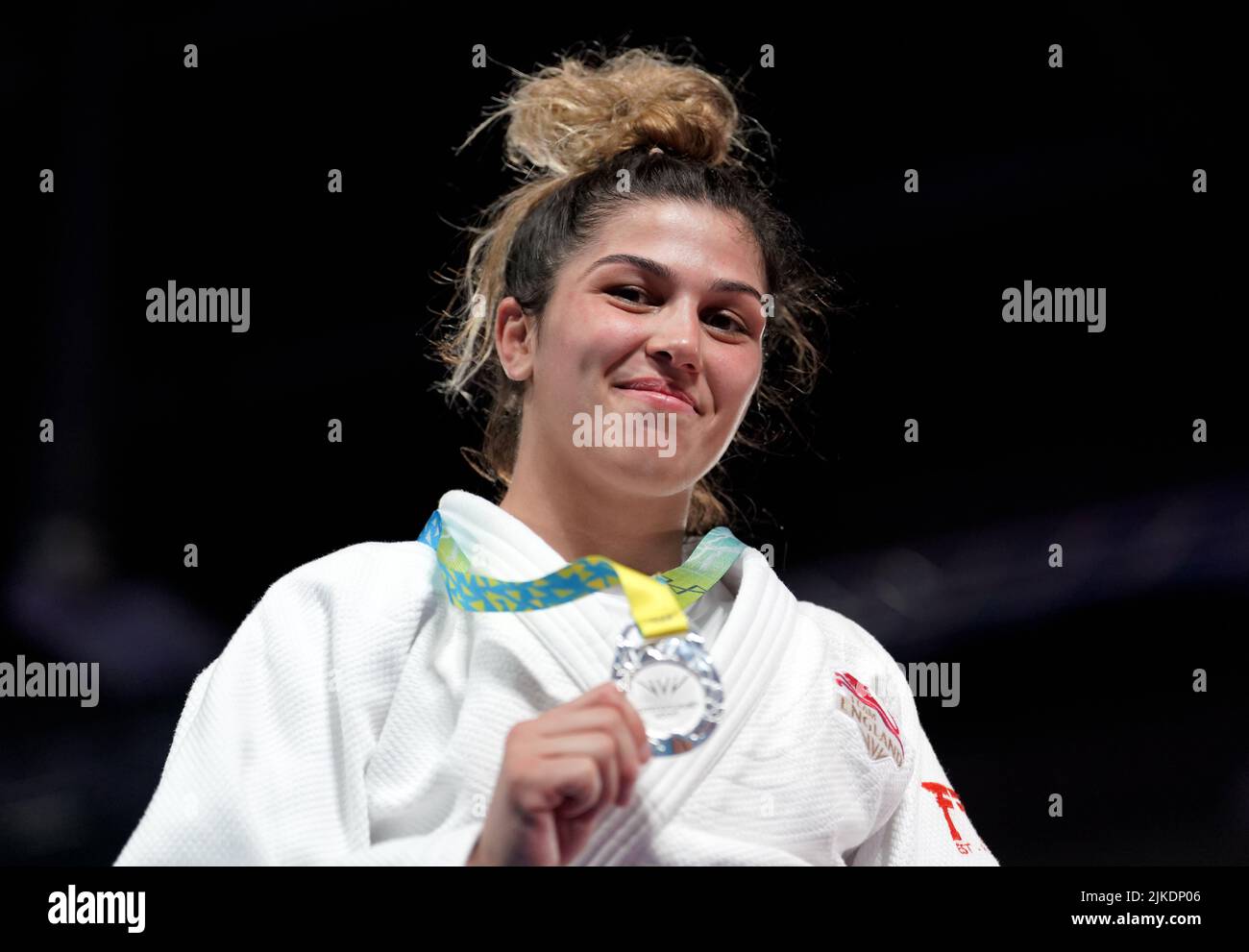 England's Acelya Toprak with her Silver medal won in the Women's Judo ...