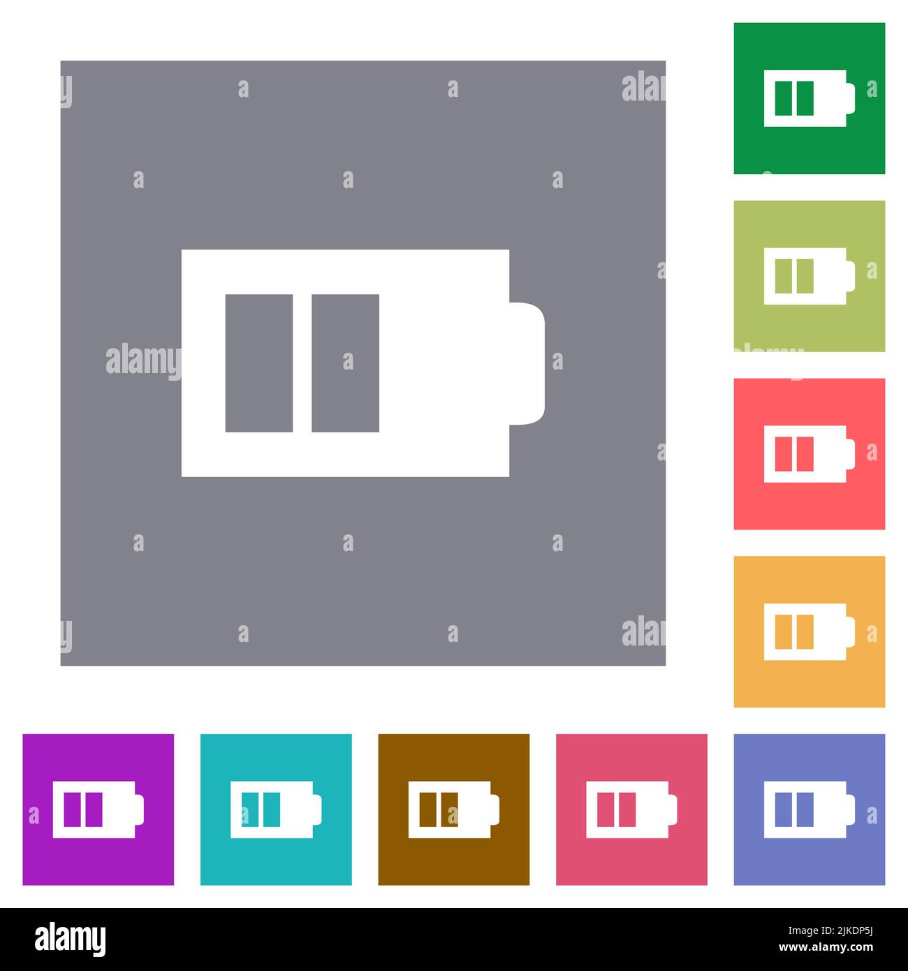 Half battery with two load units alternate flat icons on simple color ...