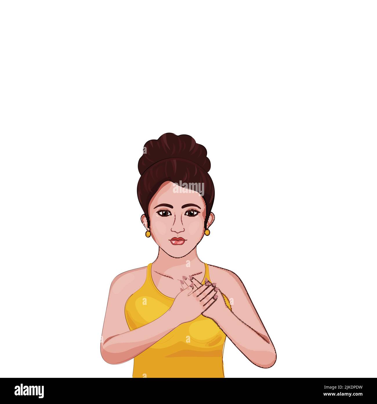 Woman hands over chest Stock Vector Images - Alamy