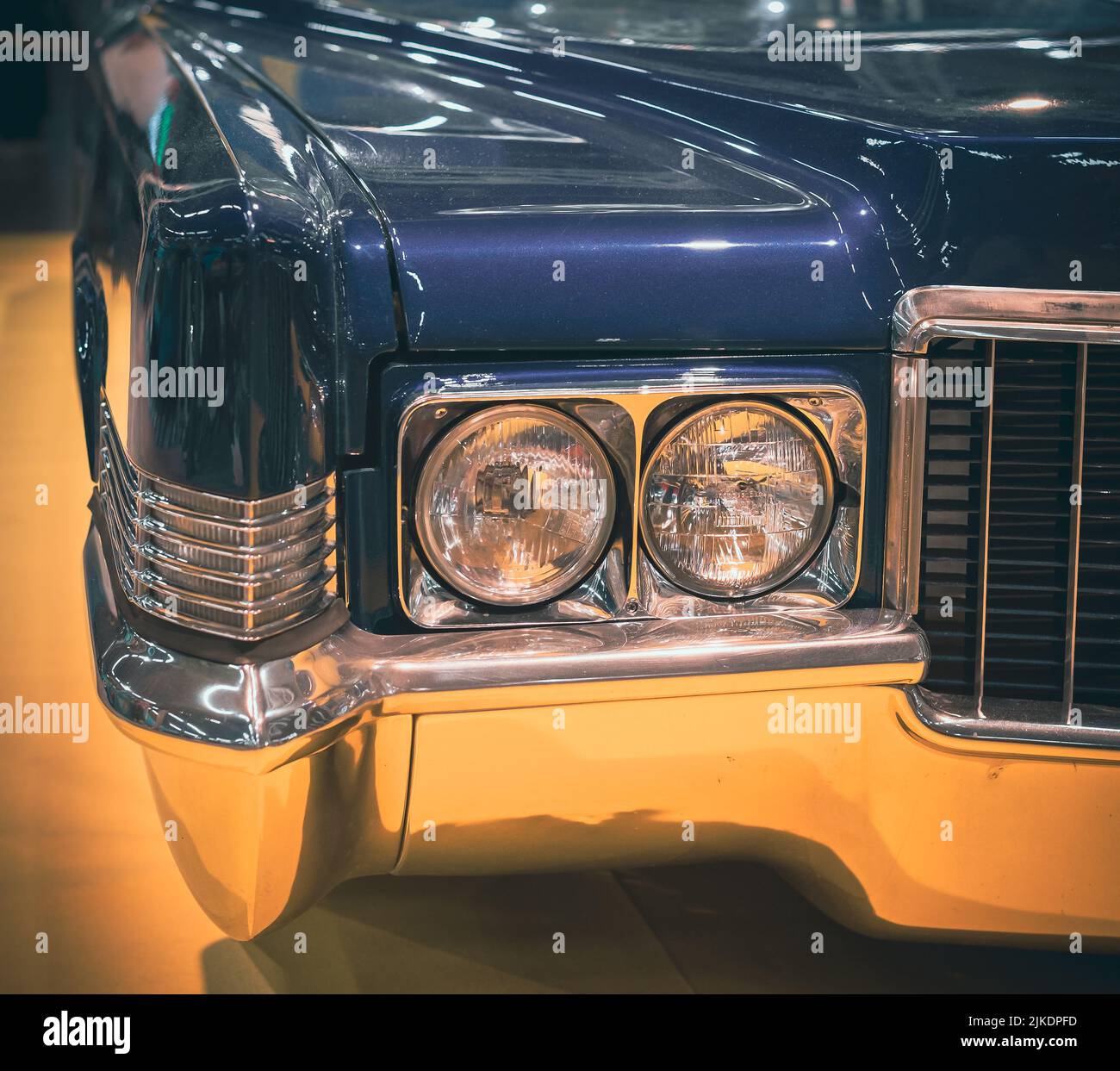 Classic car headlights close-up. The concept of a poster on the wall ...