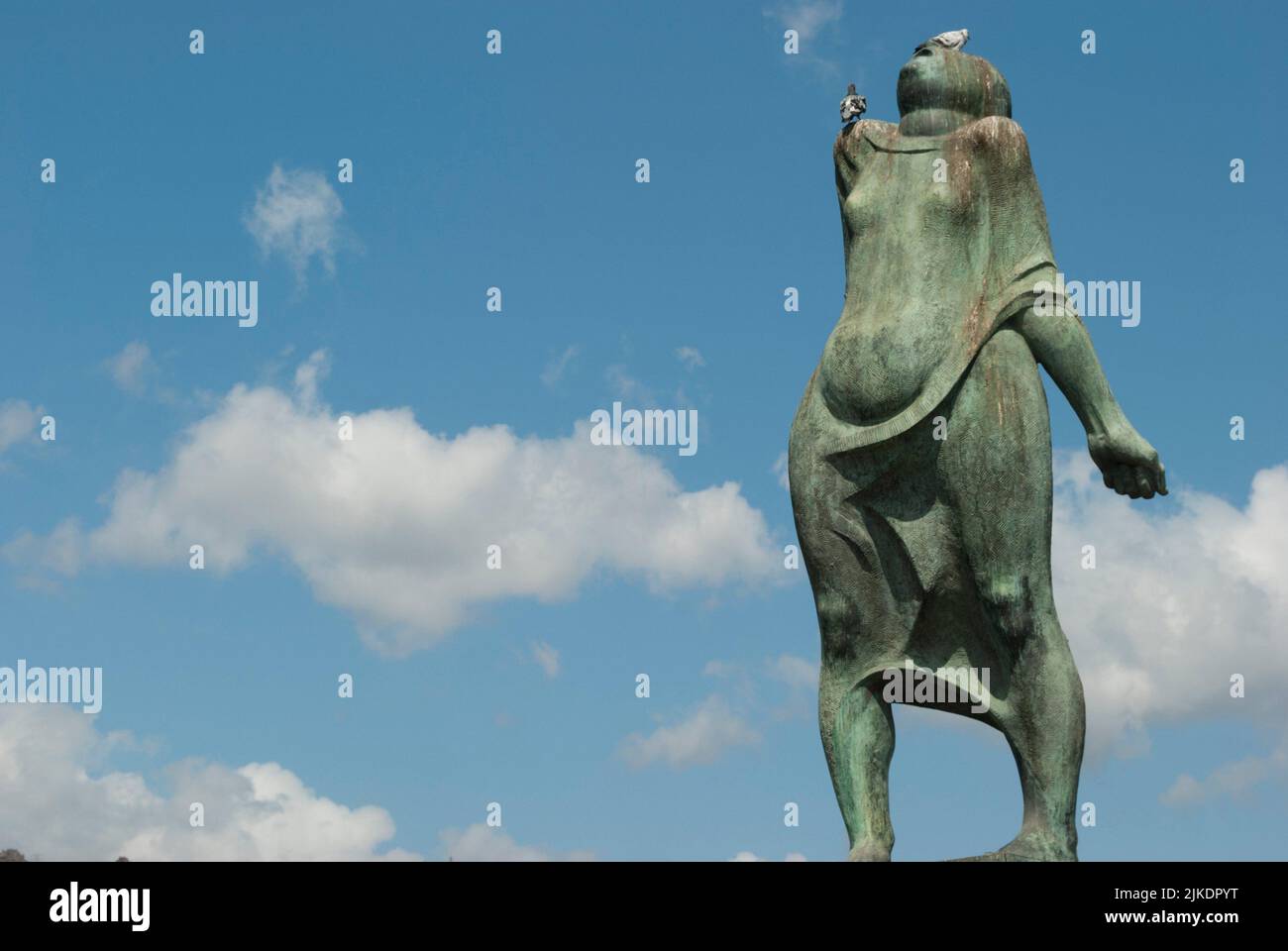 Bronze statue of defiant woman on pedestal, city center Santa Cruz de ...