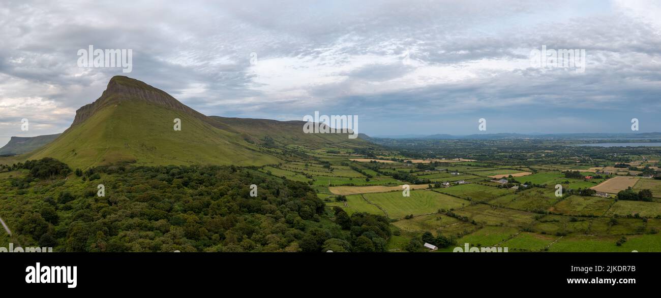 A panorama landscape of County Sligo with the Benbulbin mountain peak ...