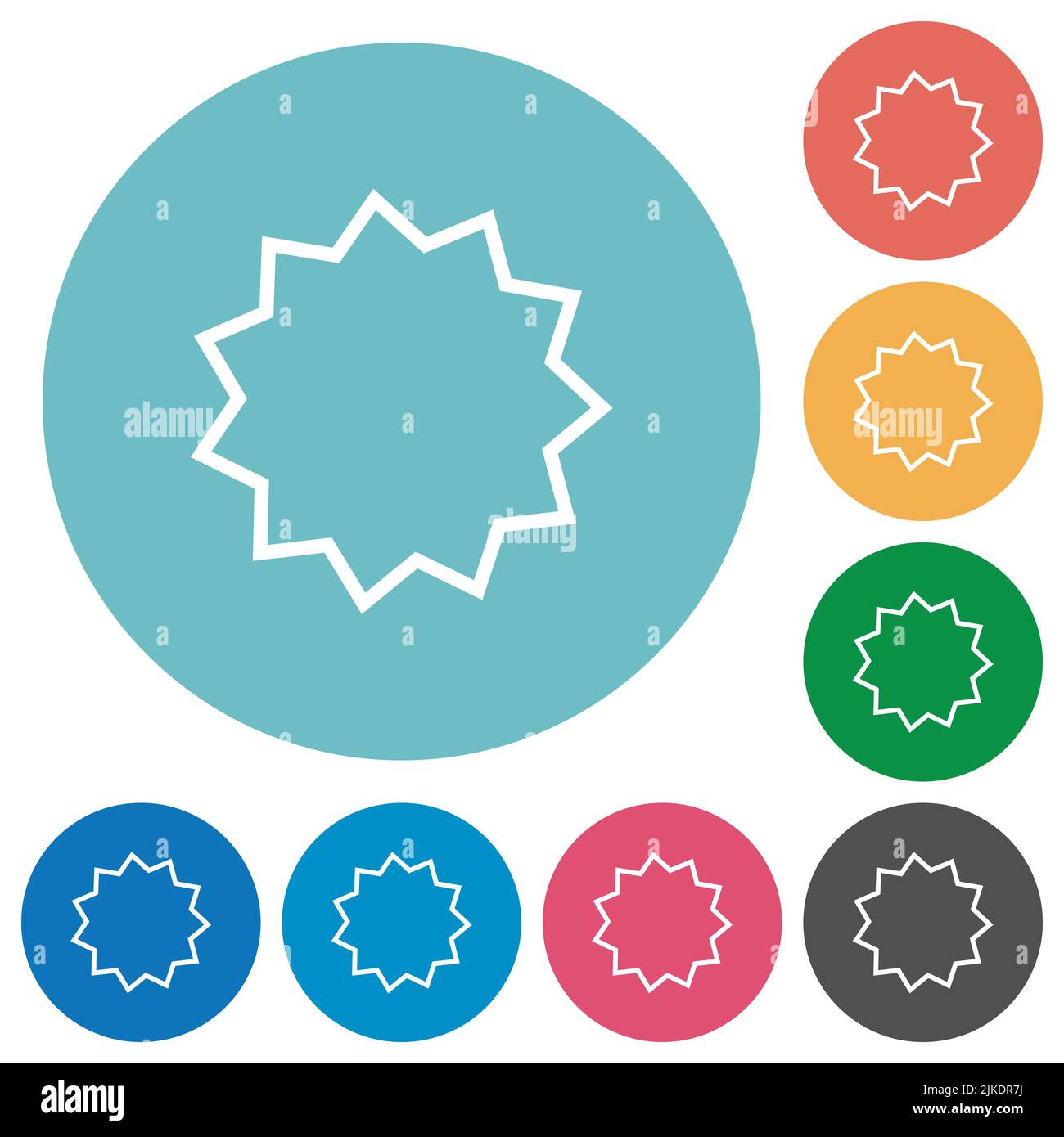 Certificate sticker outline flat white icons on round color backgrounds ...