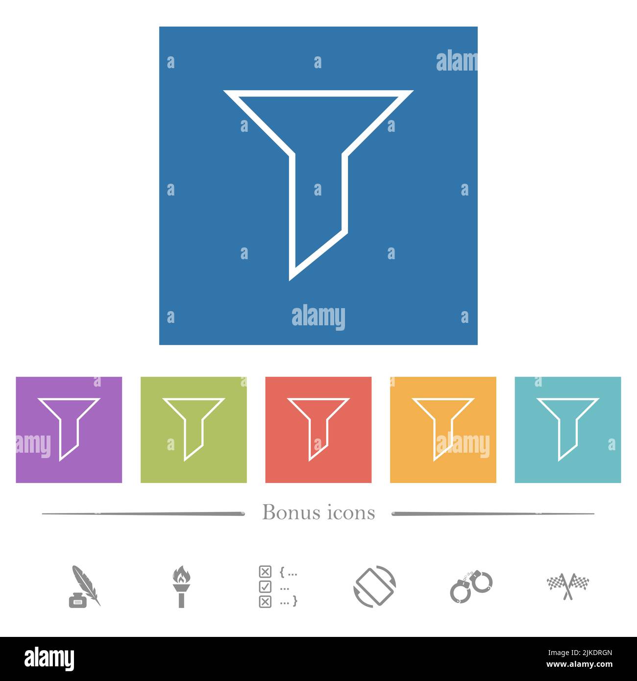 Filter outline flat white icons in square backgrounds. 6 bonus icons ...