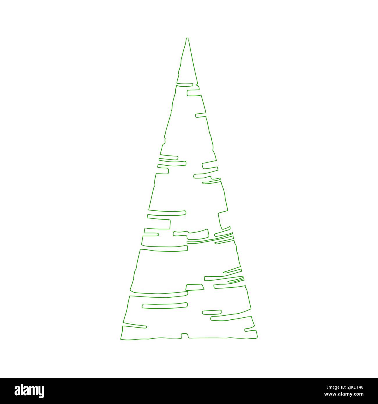 Abstract evergreen tree with lush side branches. Stylized coniferous ...