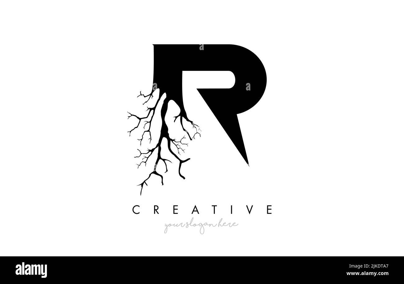 Letter R Design Logo with Creative Tree Branch. R Letter Tree Icon Logo ...