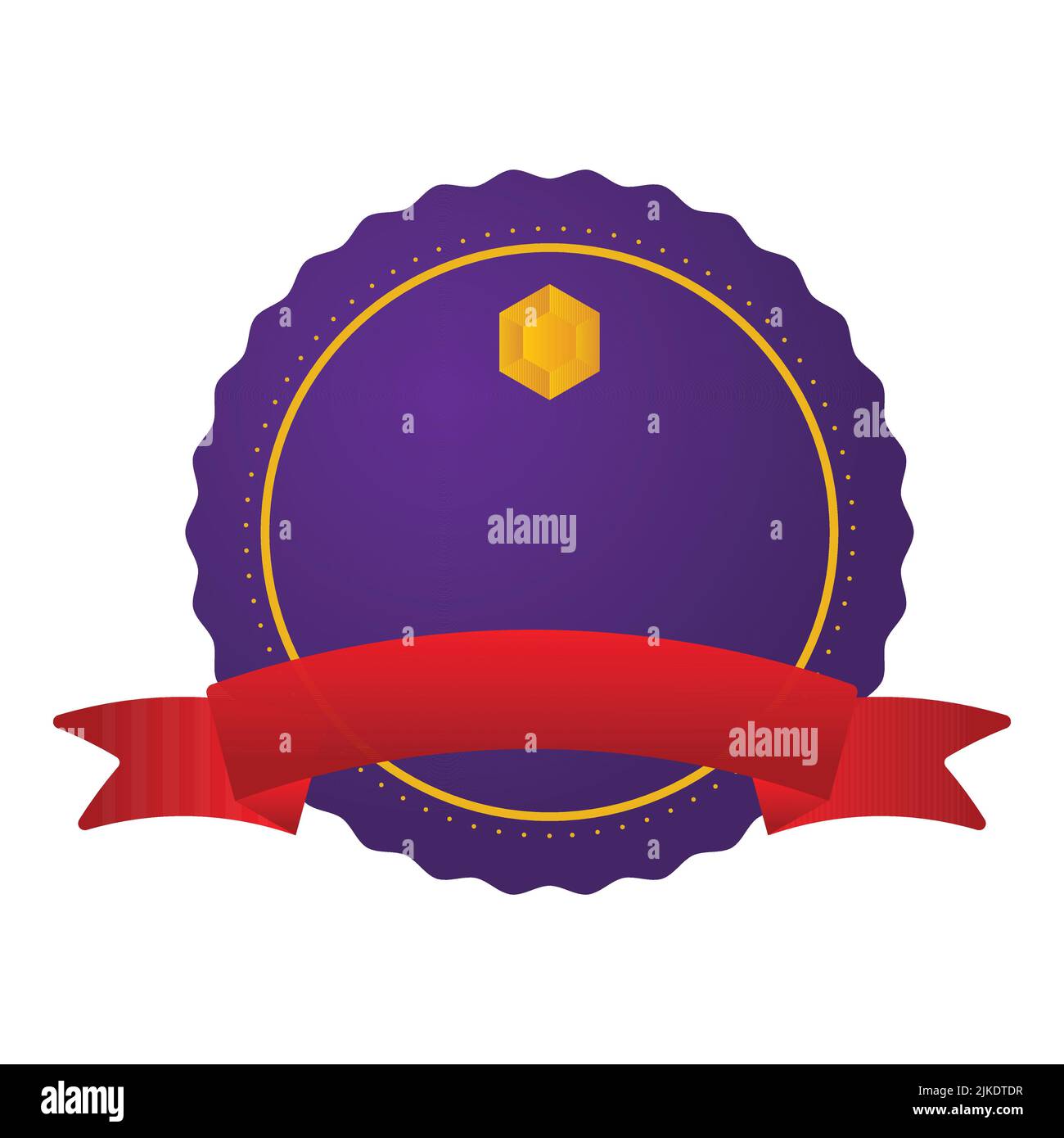 Round golden badge red ribbon hi-res stock photography and images - Alamy