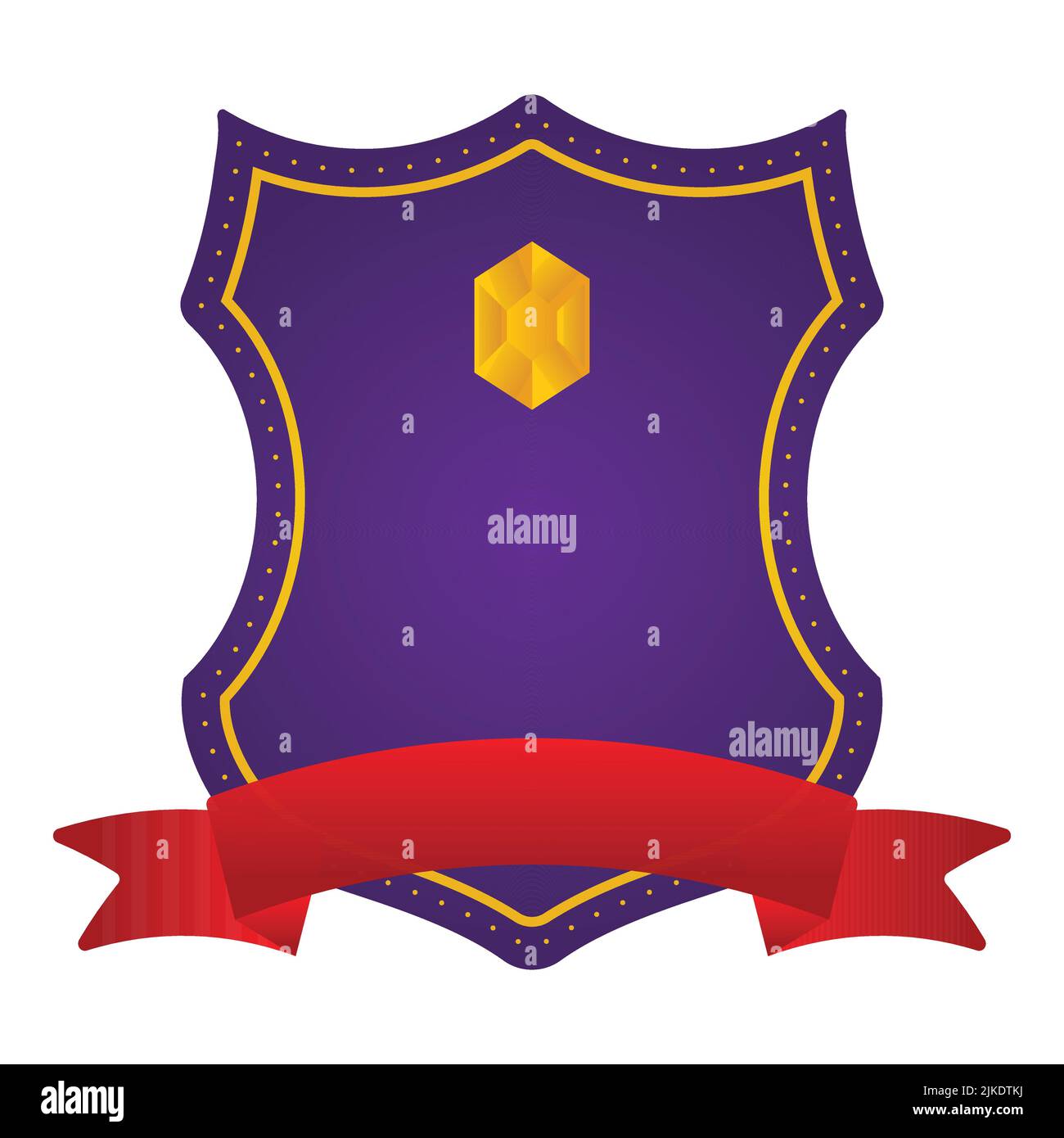 Purple Hexagon Diamond Shield Frame With Red Ribbon On White Background ...