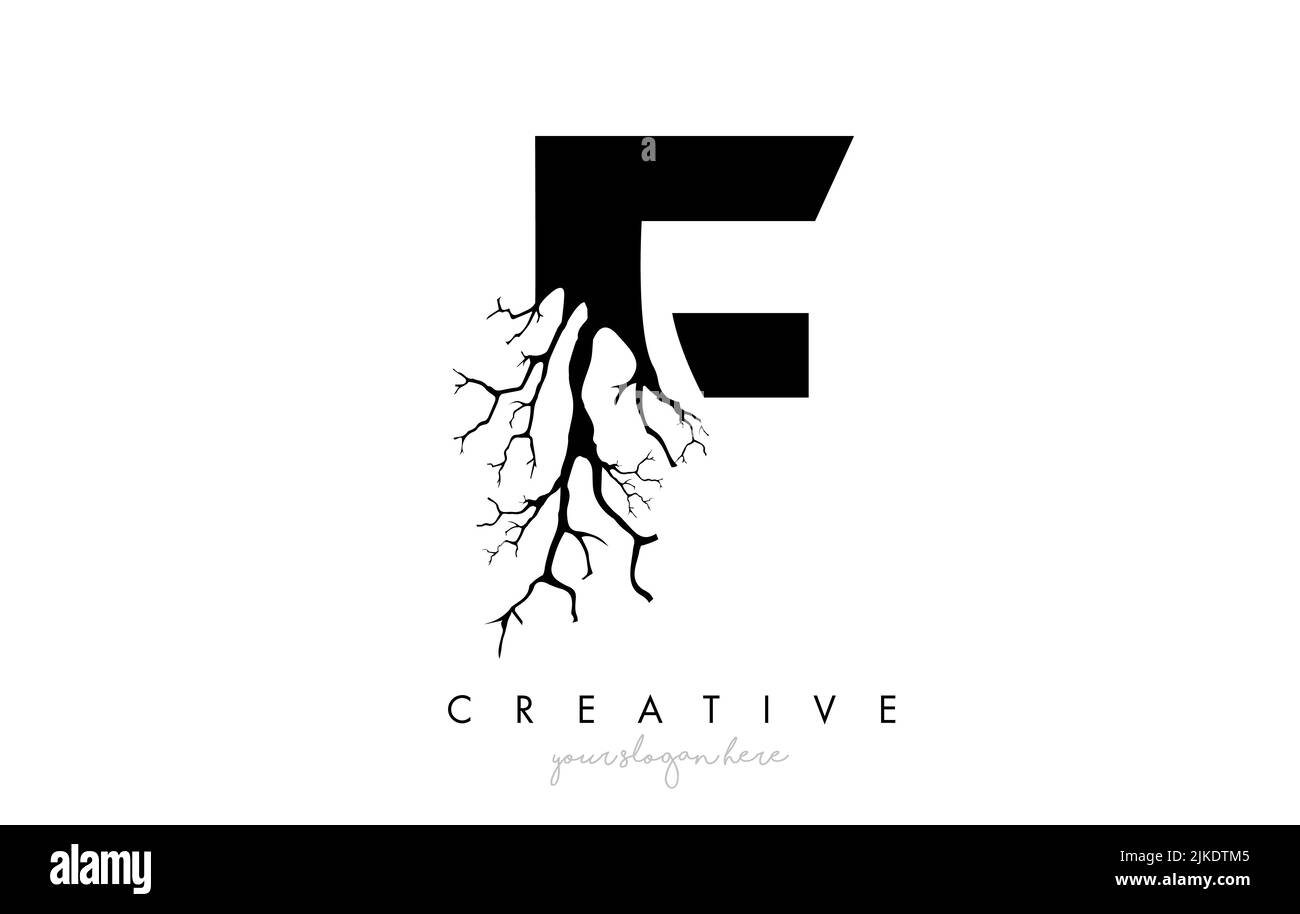 Letter F Design Logo with Creative Tree Branch. F Letter Tree Icon Logo ...