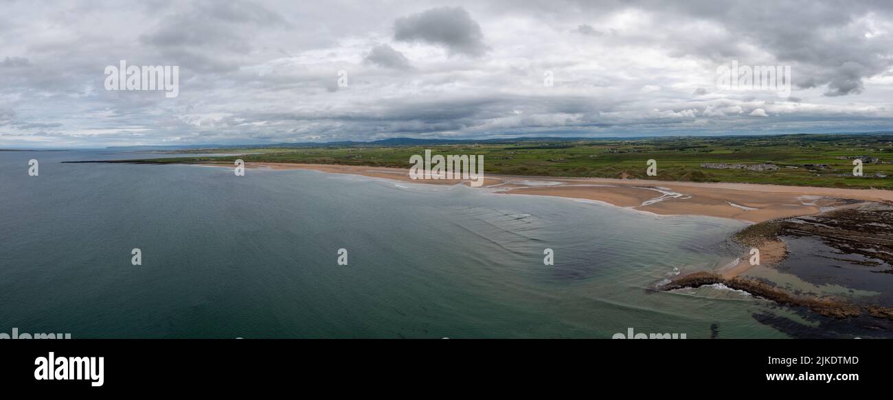 drone panorama landscape of Doughmore Bay and Beach in County Clare in ...