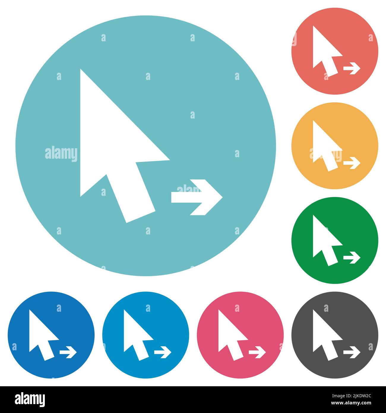 Arrow cursor right solid flat white icons on round color backgrounds ...