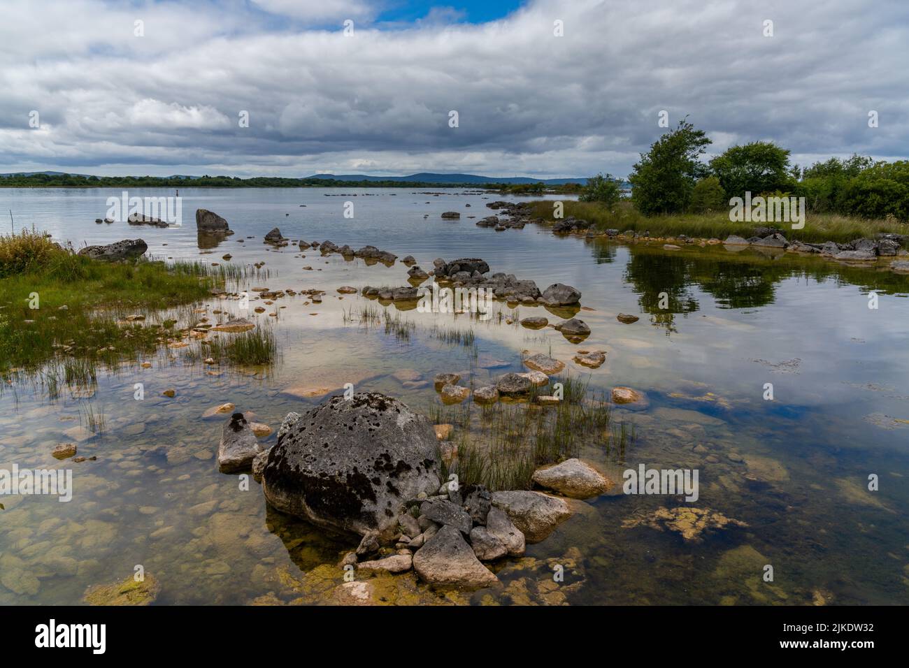 Peaceful picturesque summer landscape of Lough Corrib Lake in County ...