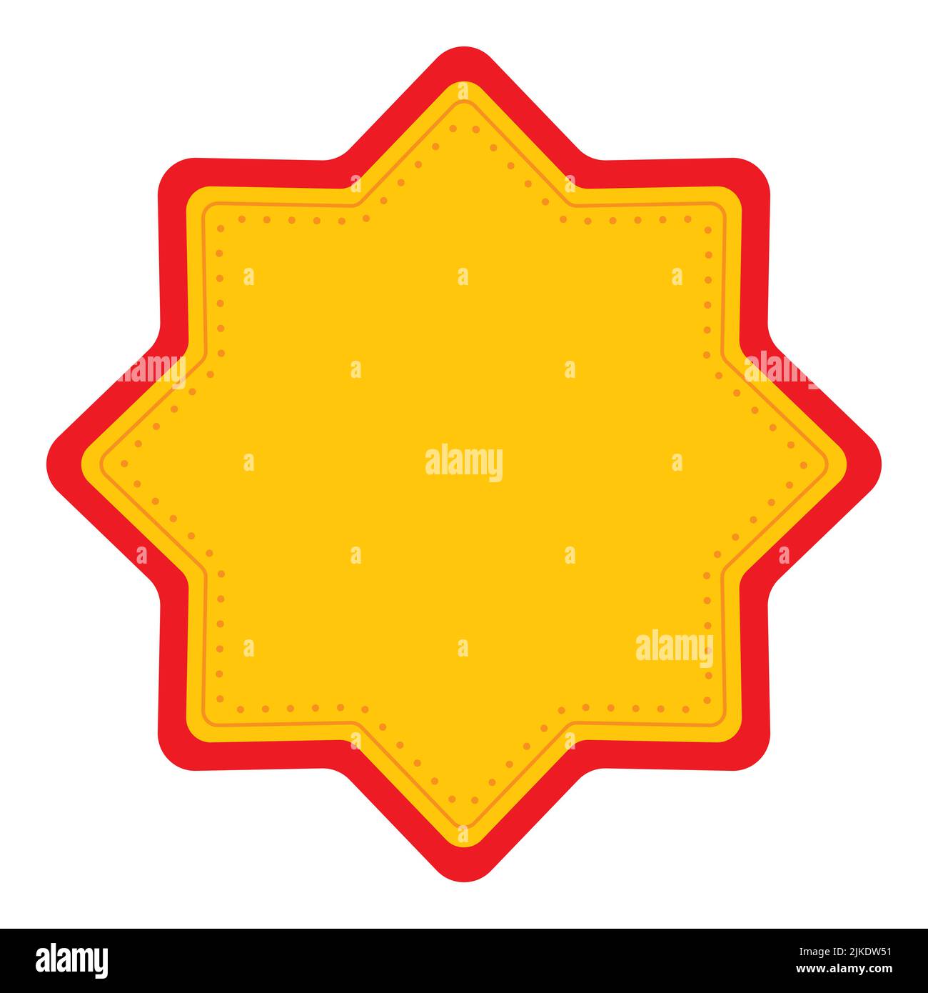Blank Star Label Or Frame Element In Chrome Yellow And Red Color Stock ...