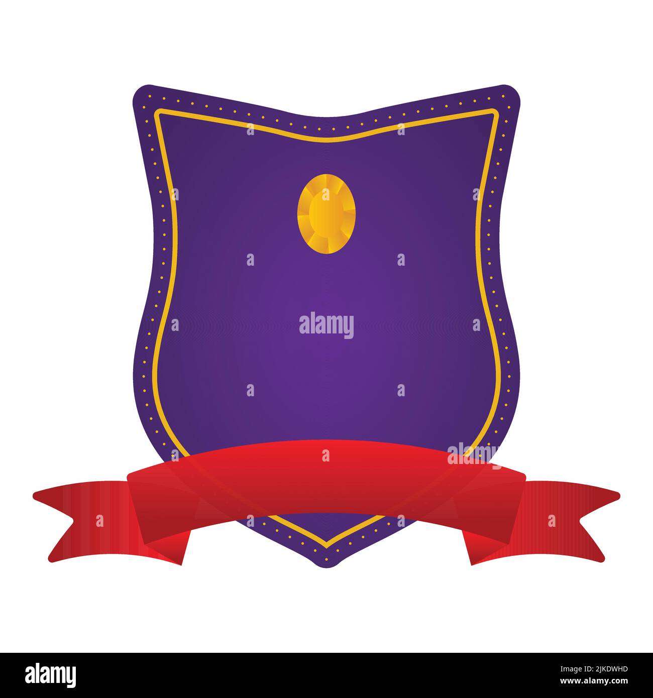 Purple Blank Diamond Shield Badge With Red Ribbon On White Background ...