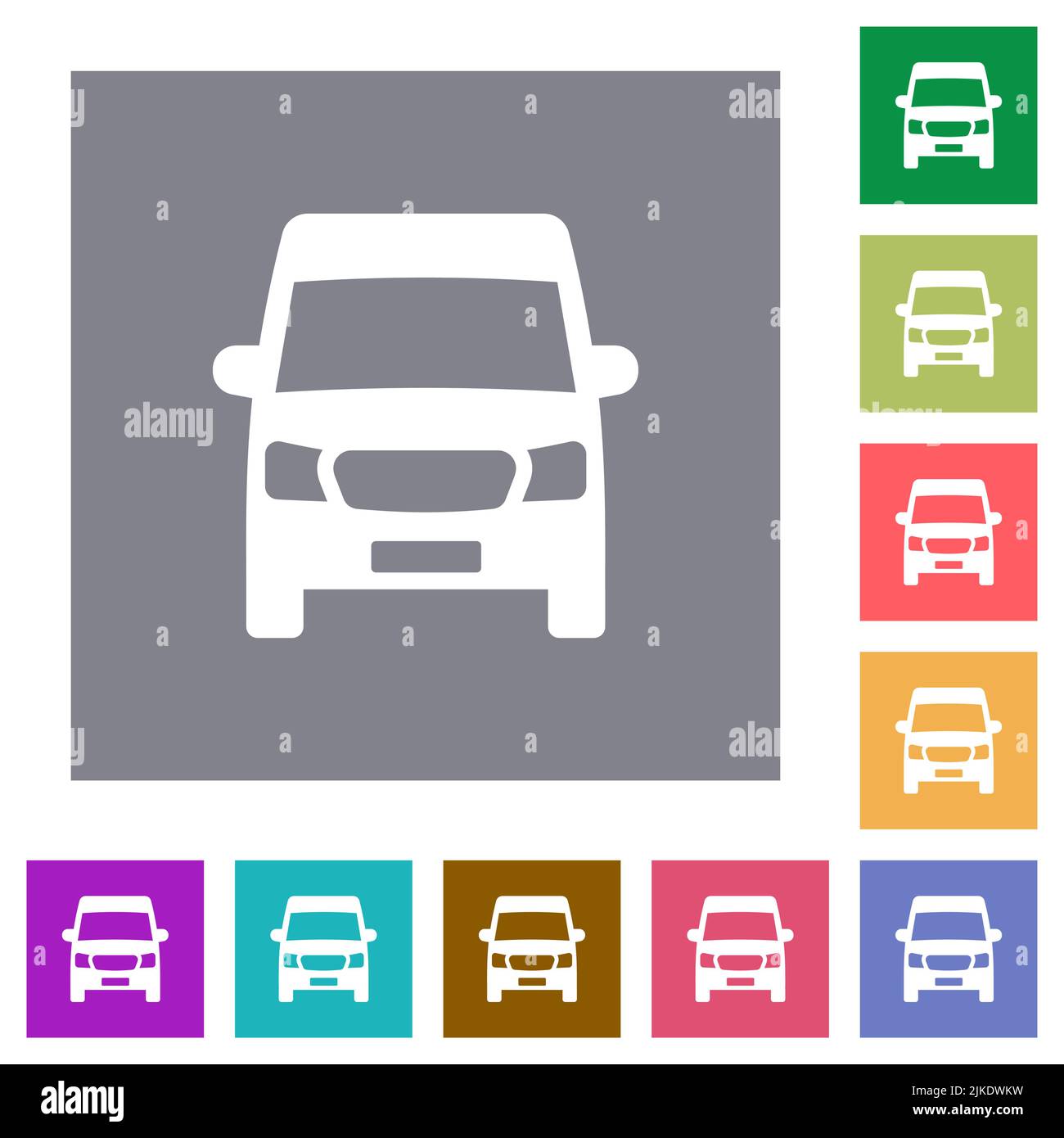Van front view flat icons on simple color square backgrounds Stock Vector Image & Art - Alamy