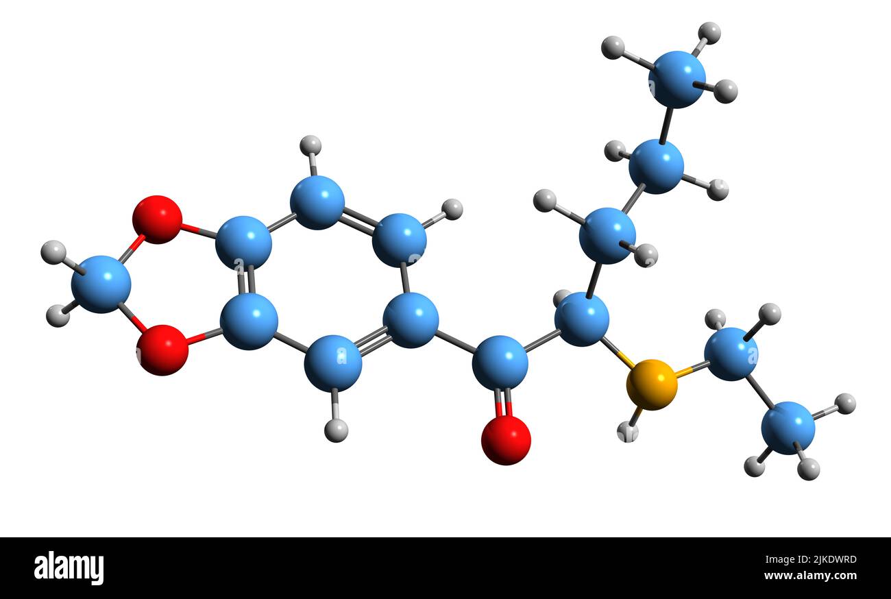 3D image of N-Ethylpentylone skeletal formula - molecular chemical ...