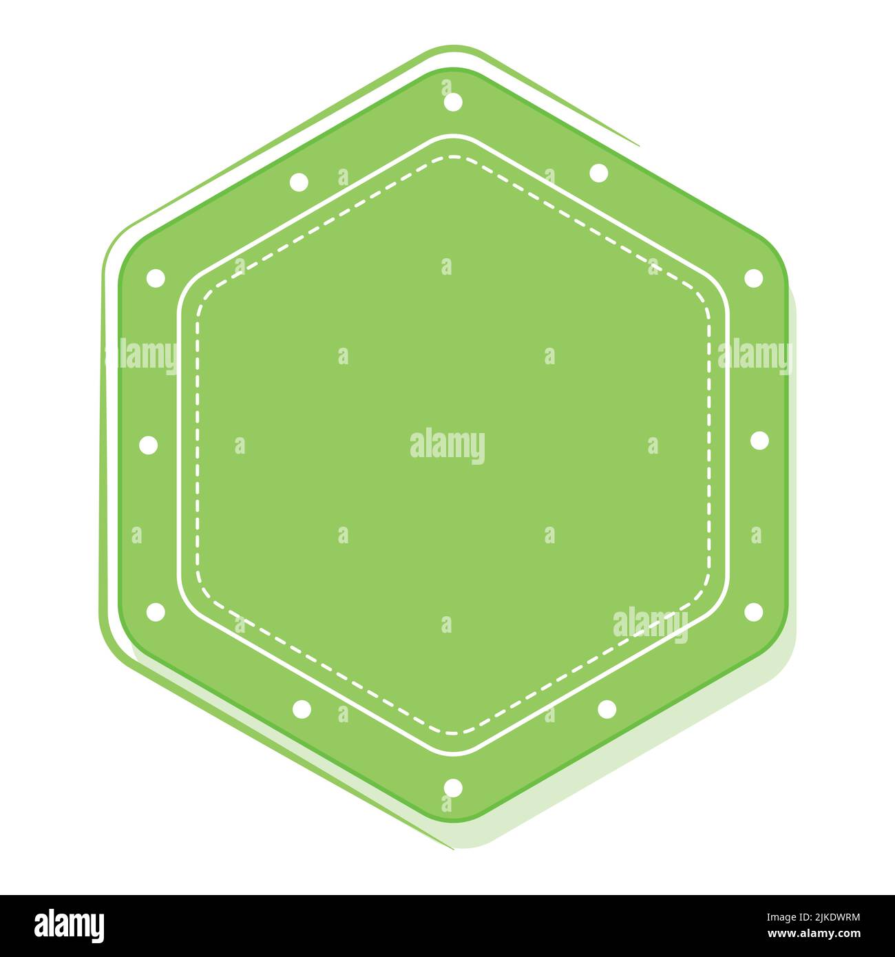 Green Empty Hexagon Shape Label Or Frame On White Background Stock ...