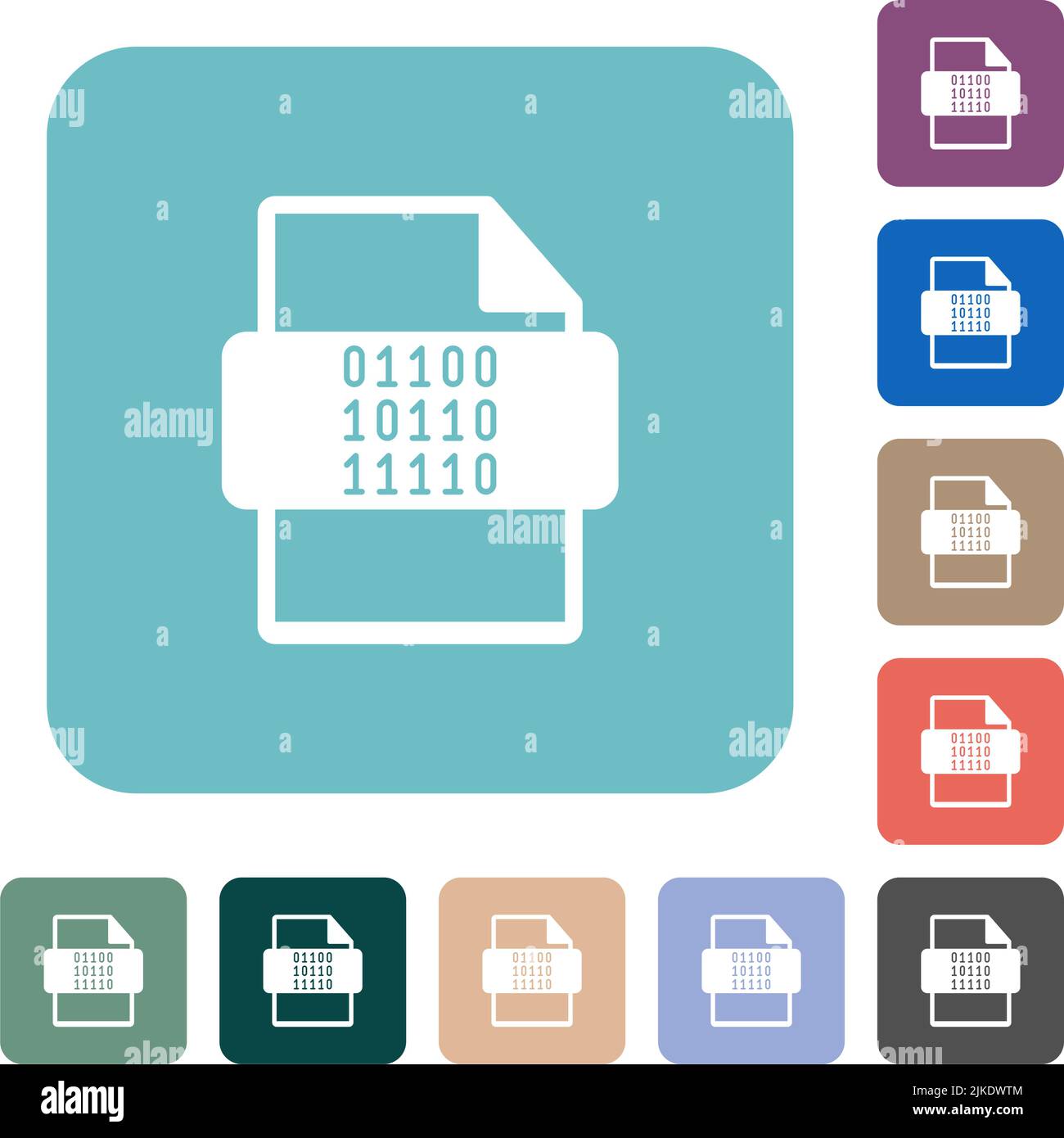 Binary file type white flat icons on color rounded square backgrounds Stock Vector Image & Art ...