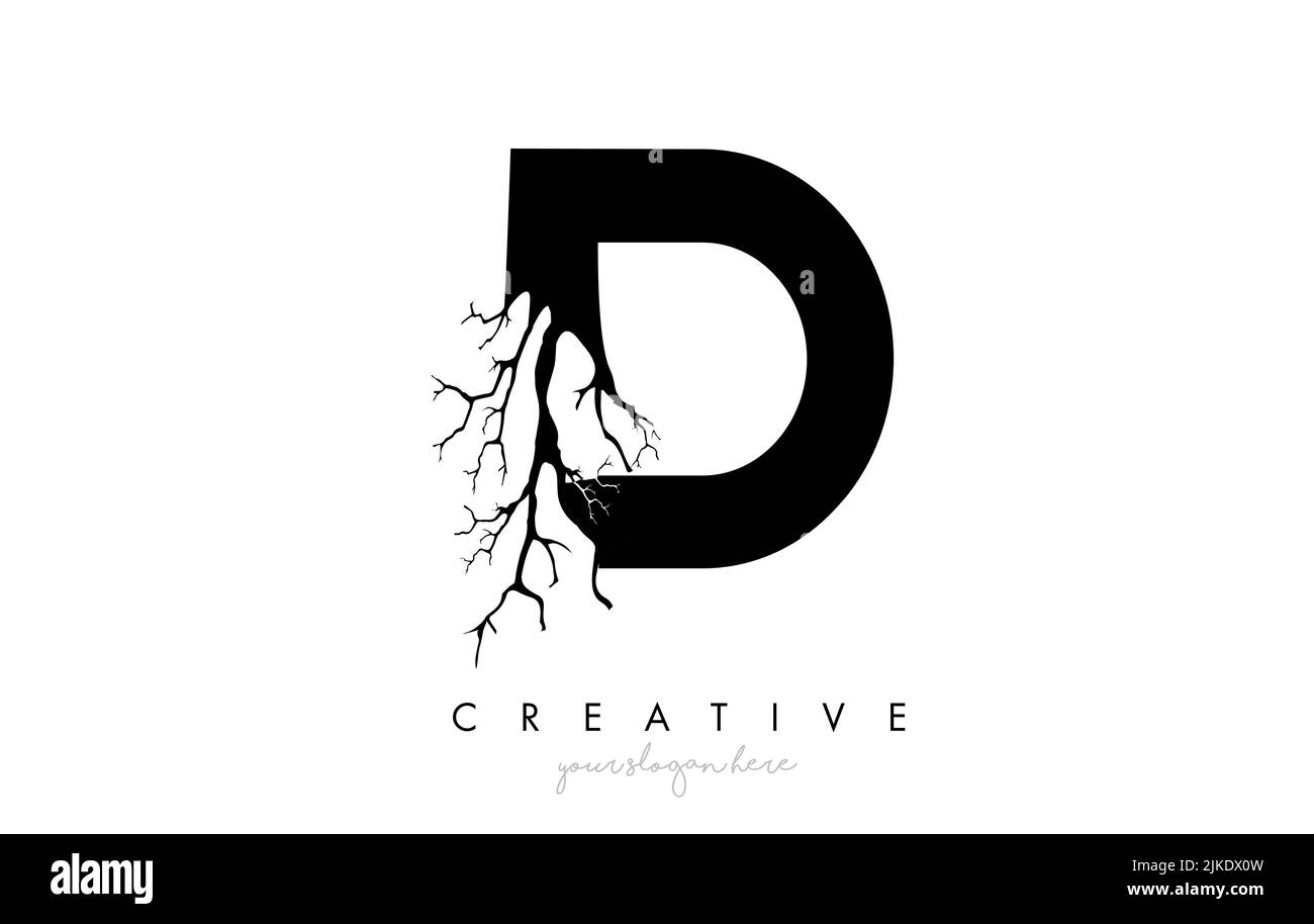 Letter D Design Logo with Creative Tree Branch. D Letter Tree Icon Logo ...