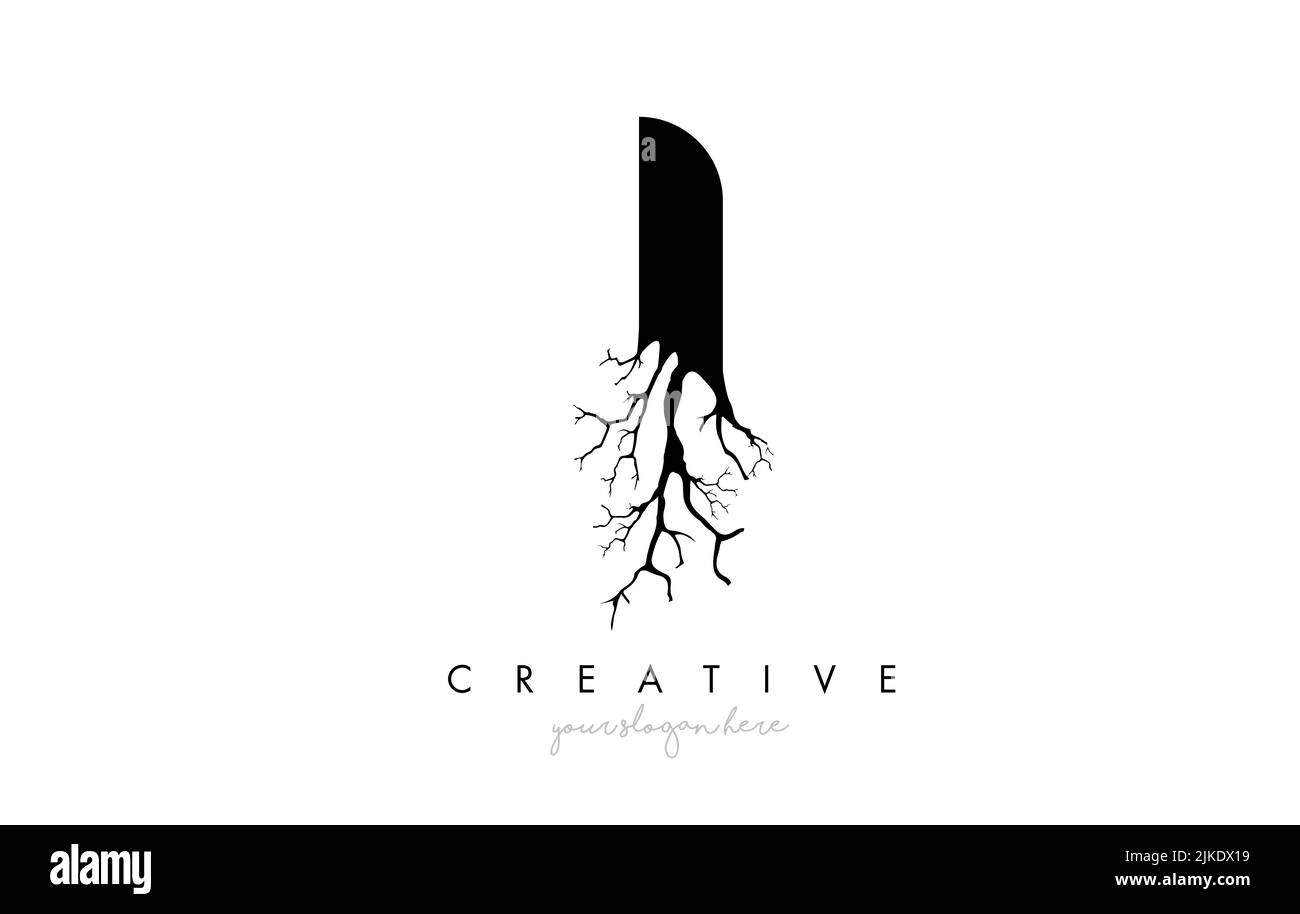 Letter I Design Logo with Creative Tree Branch. I Letter Tree Icon Logo ...