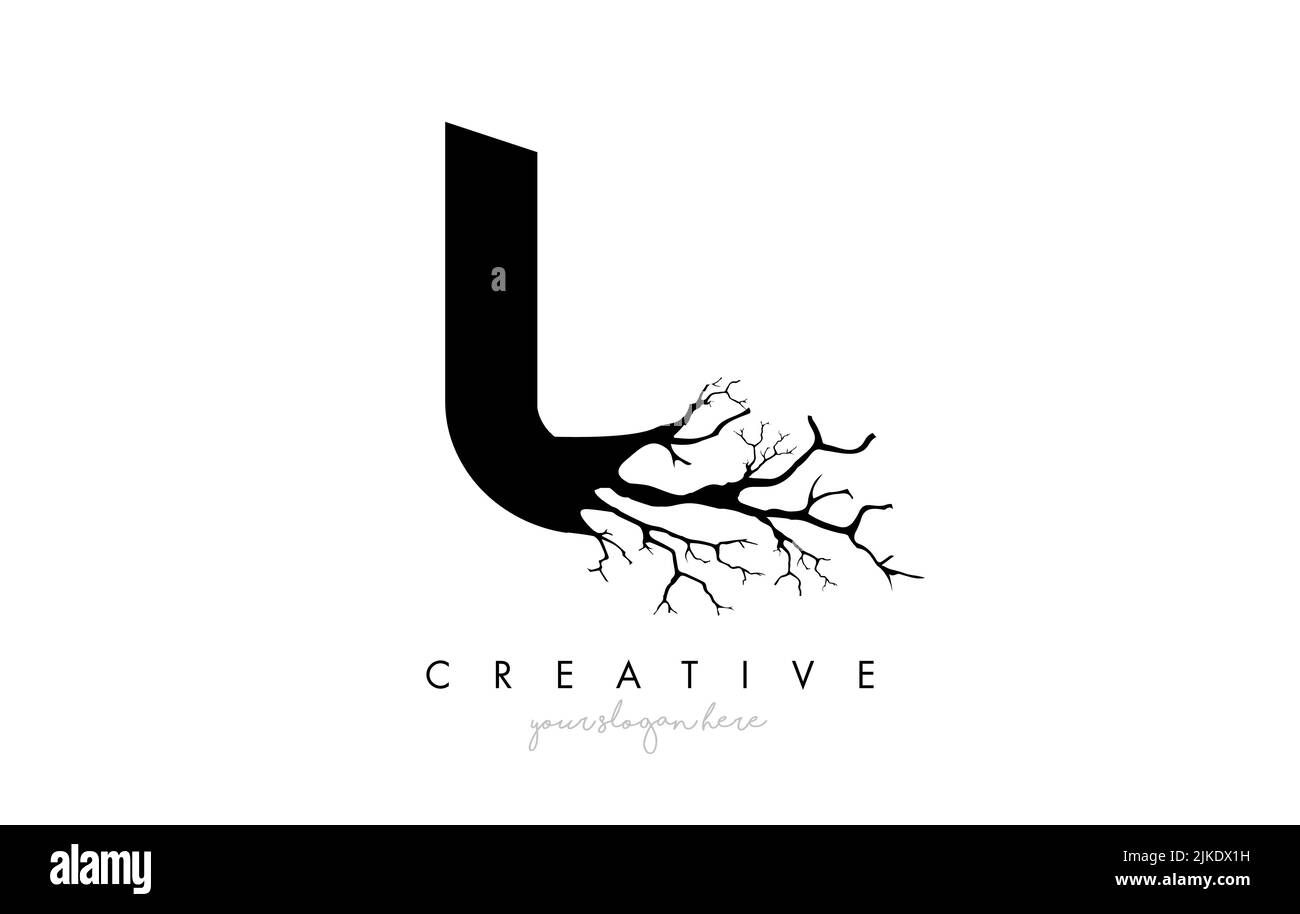Letter L Design Logo with Creative Tree Branch. L Letter Tree Icon Logo ...