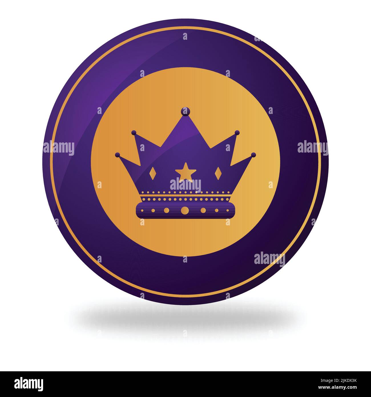 Golden And Purple Crown Token, Badge Element On White Background Stock ...