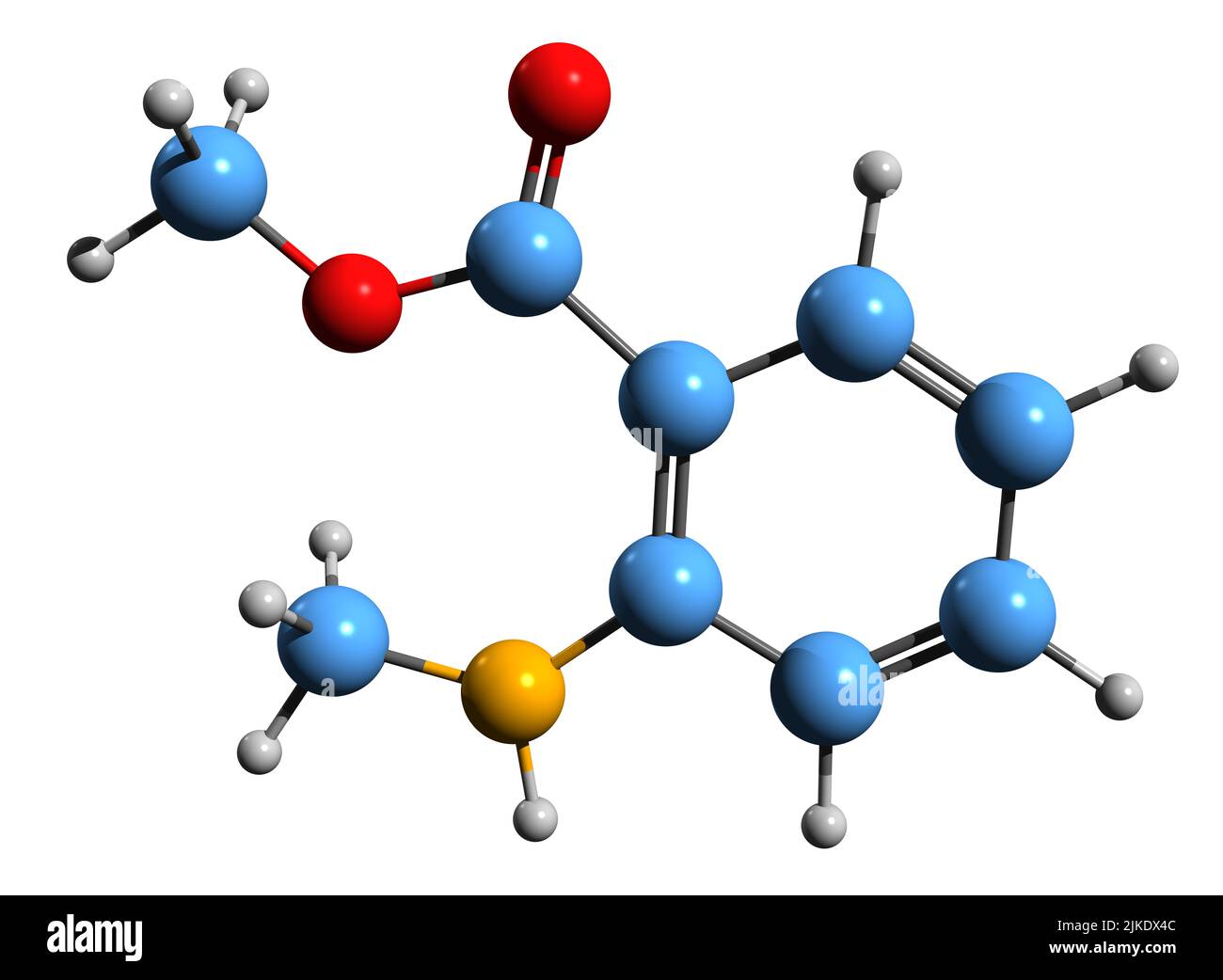 3D image of Dimethyl anthranilate skeletal formula - molecular chemical ...