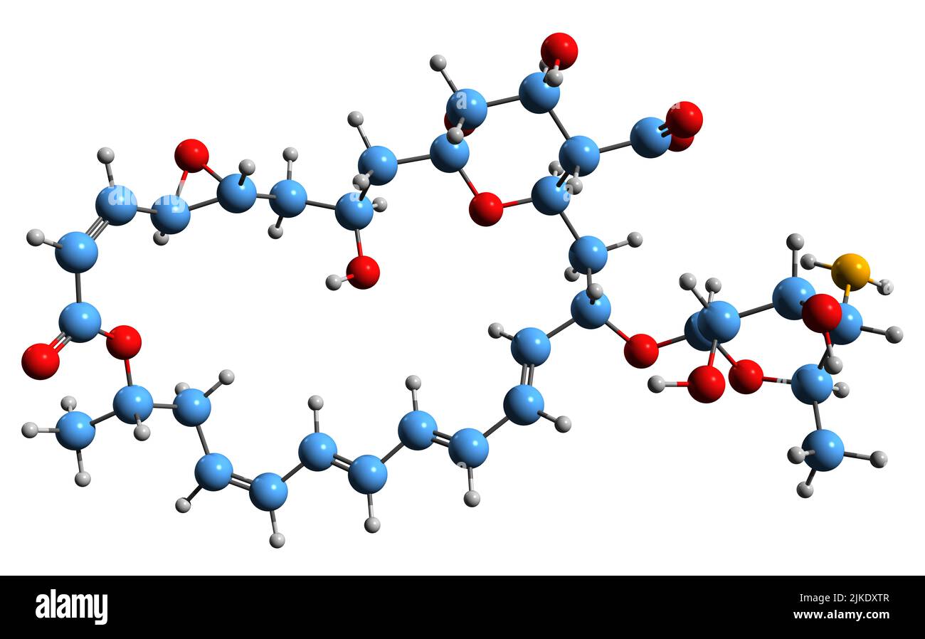 3D image of Natamycin skeletal formula - molecular chemical structure ...