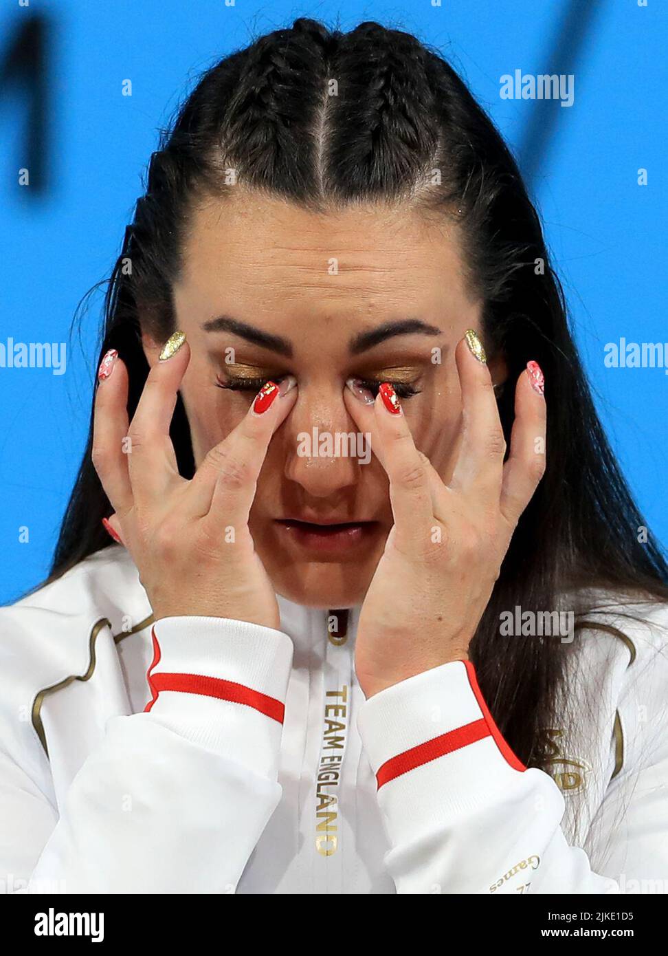 England’s Sarah Davies gets emotional after securing a gold medal ...