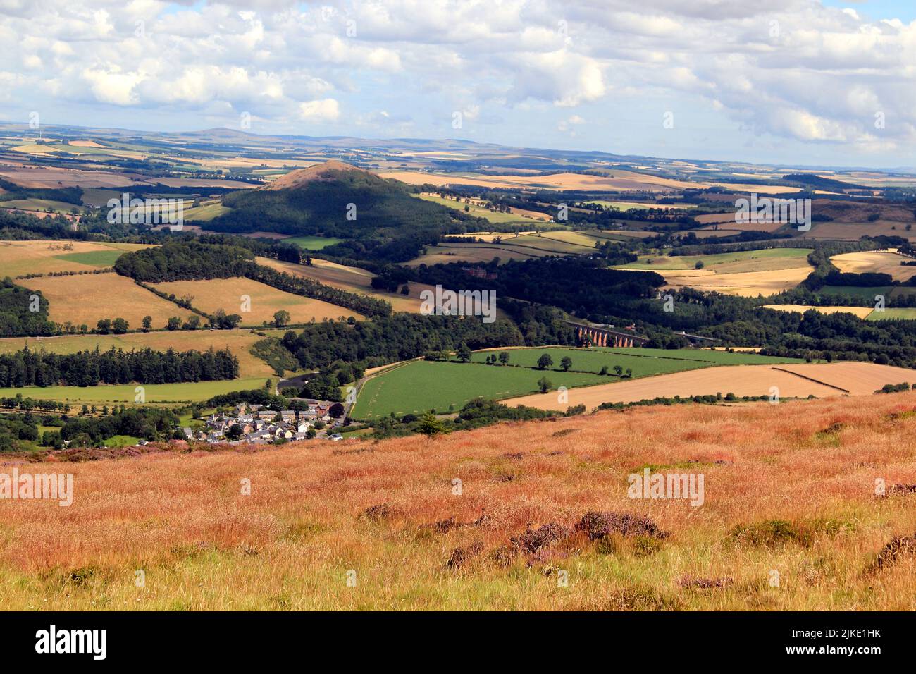 Countryside landscape, Panoramic view from the Eildon Hills, with the ...