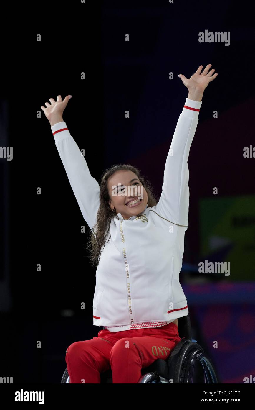England’s Grace Harvey with her Silver Medal after the Women’s 100m ...